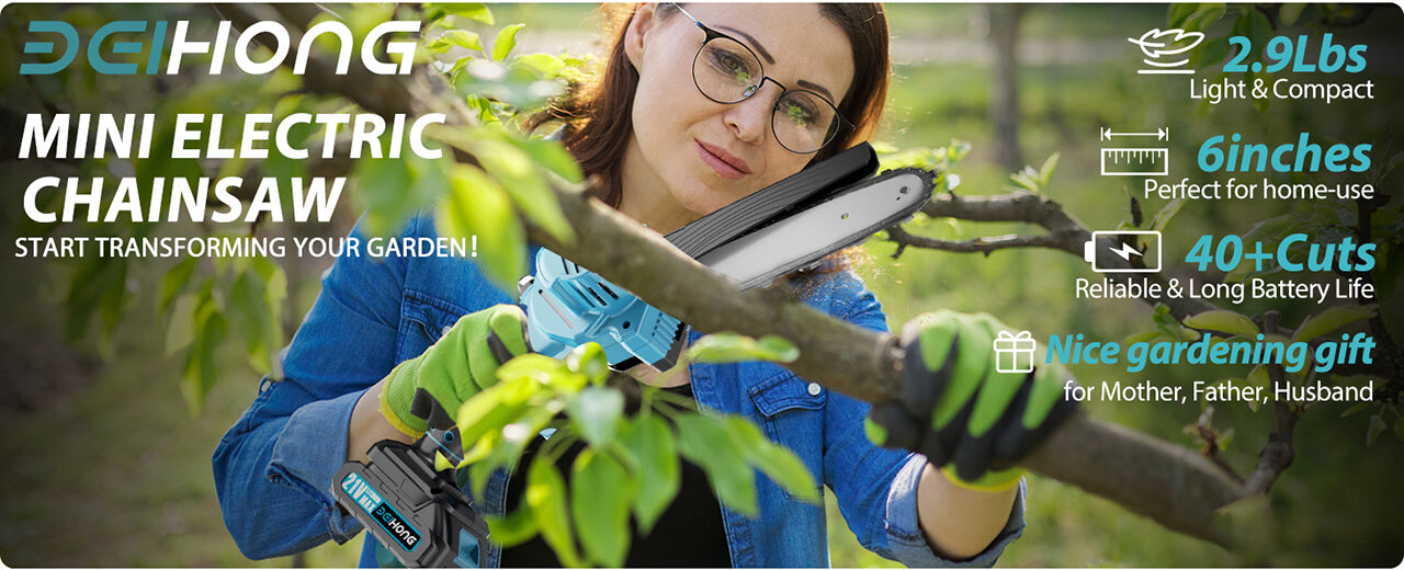 BEI & HONG 6-Inch Mini Chainsaw | Upgraded Chain Oil System with 775 H ...