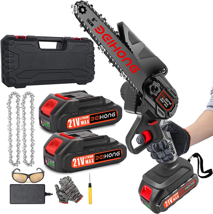 Bei & Hong 6-Inch Mini Chainsaw - 2 Pack 21V removable batteries – Alloyman