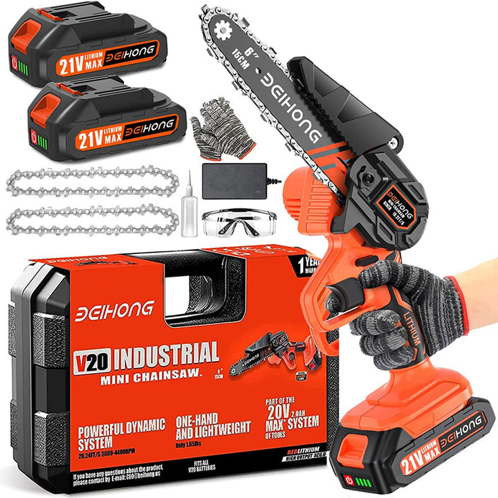 Bei & Hong 6-Inch Mini Chainsaw - 2 Pack 21V removable batteries – Alloyman